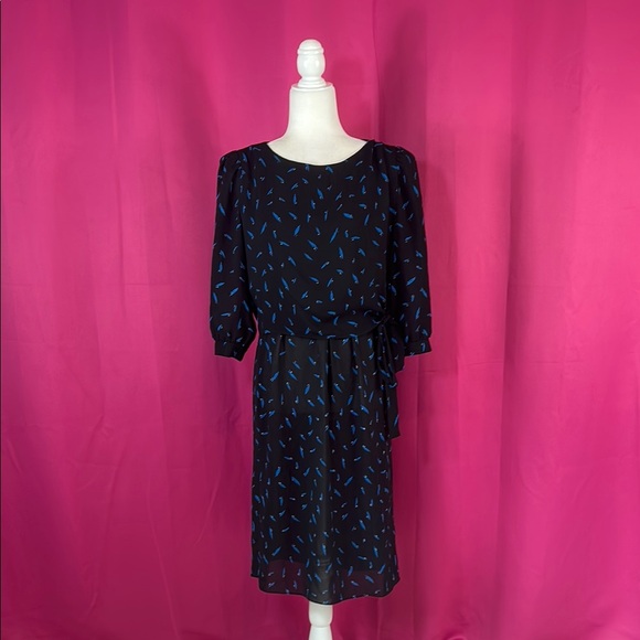 Vintage | Dresses | Vintage 8s 90s Linsey Barrett Blue Patterned Boxy ...